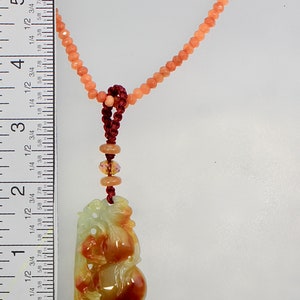 Jade Necklace Red Jadeite Pendant Natural Jade Long Bead Necklace ...