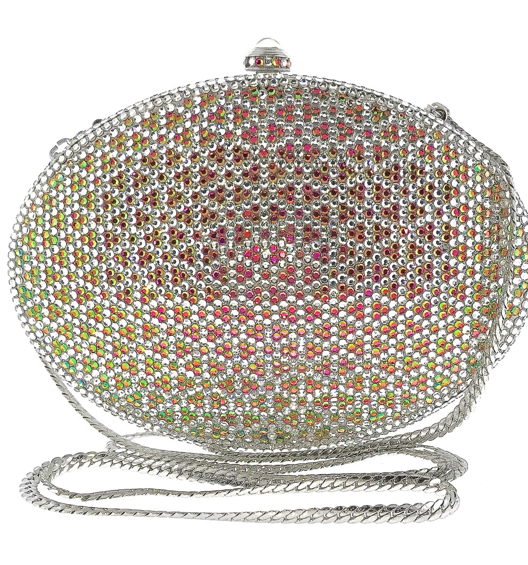 Crystallized Evening Large Oval Clear Bag Vitrail Color Clutch Wedding ...