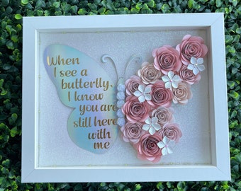 Rose & Butterfly Shadow Box - Etsy