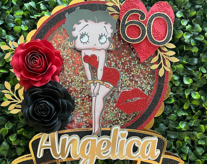 Betty Boop With Feathers Birthday Cake Topper in Pick, Betty Boop ...