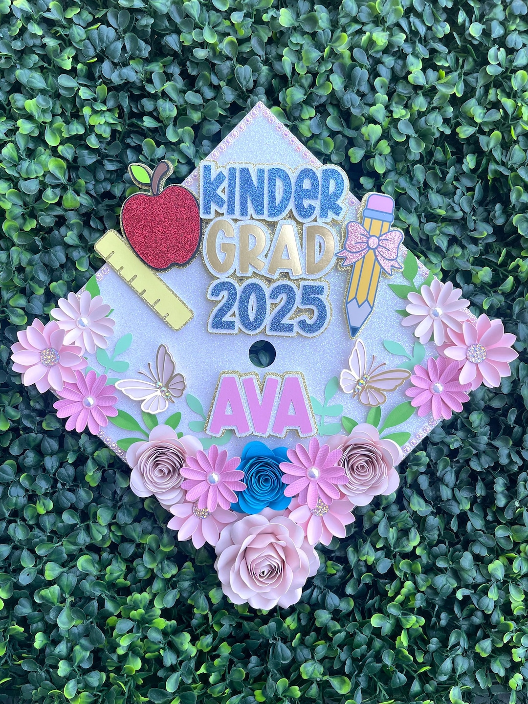 Kinder Graduation Cap Topper – Personalized With Paper Flowers ...