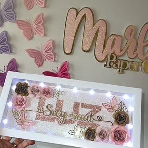 Personalized Flower Box Shadow Box Frame With Paper Roses and Family ...