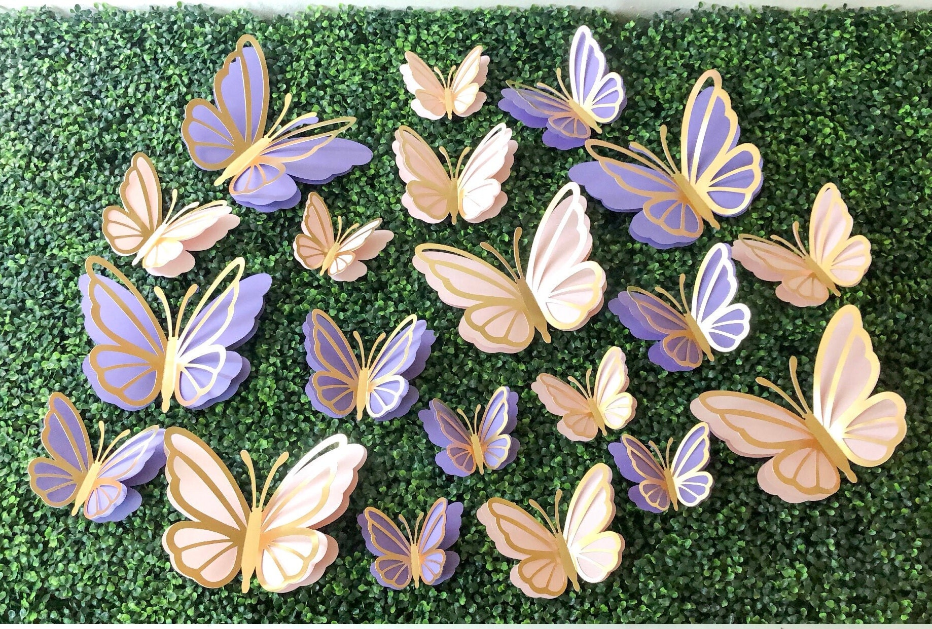 Bundle of 6 Butterflies / 3D Butterflies / Pink & Gold - Etsy