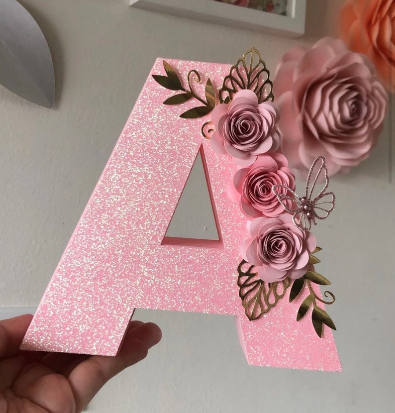 Decorative Floral Customized 3D Letter Cardstock Initial Desk - Etsy