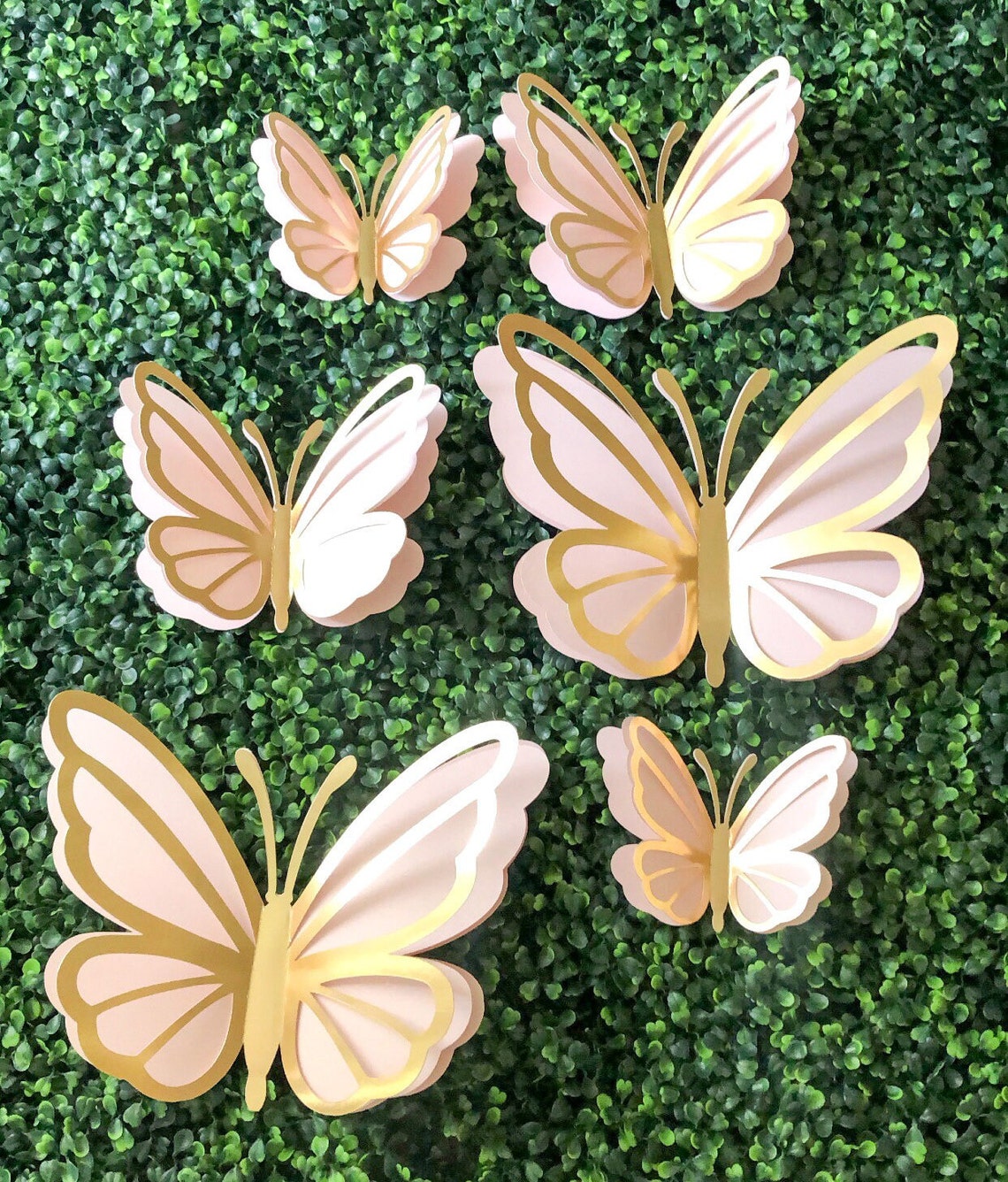 Bundle of 6 Butterflies / 3D Butterflies / Pink & Gold - Etsy