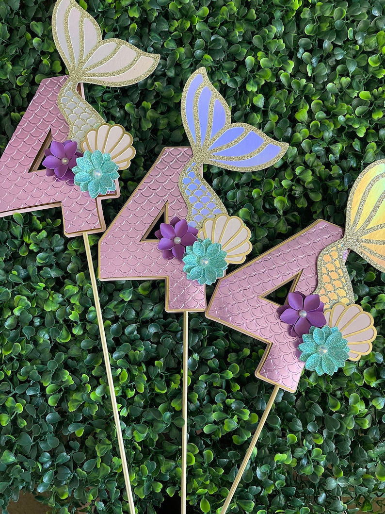 Mermaid Centerpiece Toppers, Cake Topper, Princess Ariel First Birthday ...