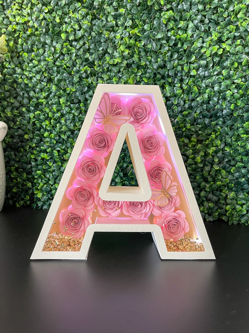 Roses Decorative Customized 3D Letter Cardstock Initial, Desk Decor ...