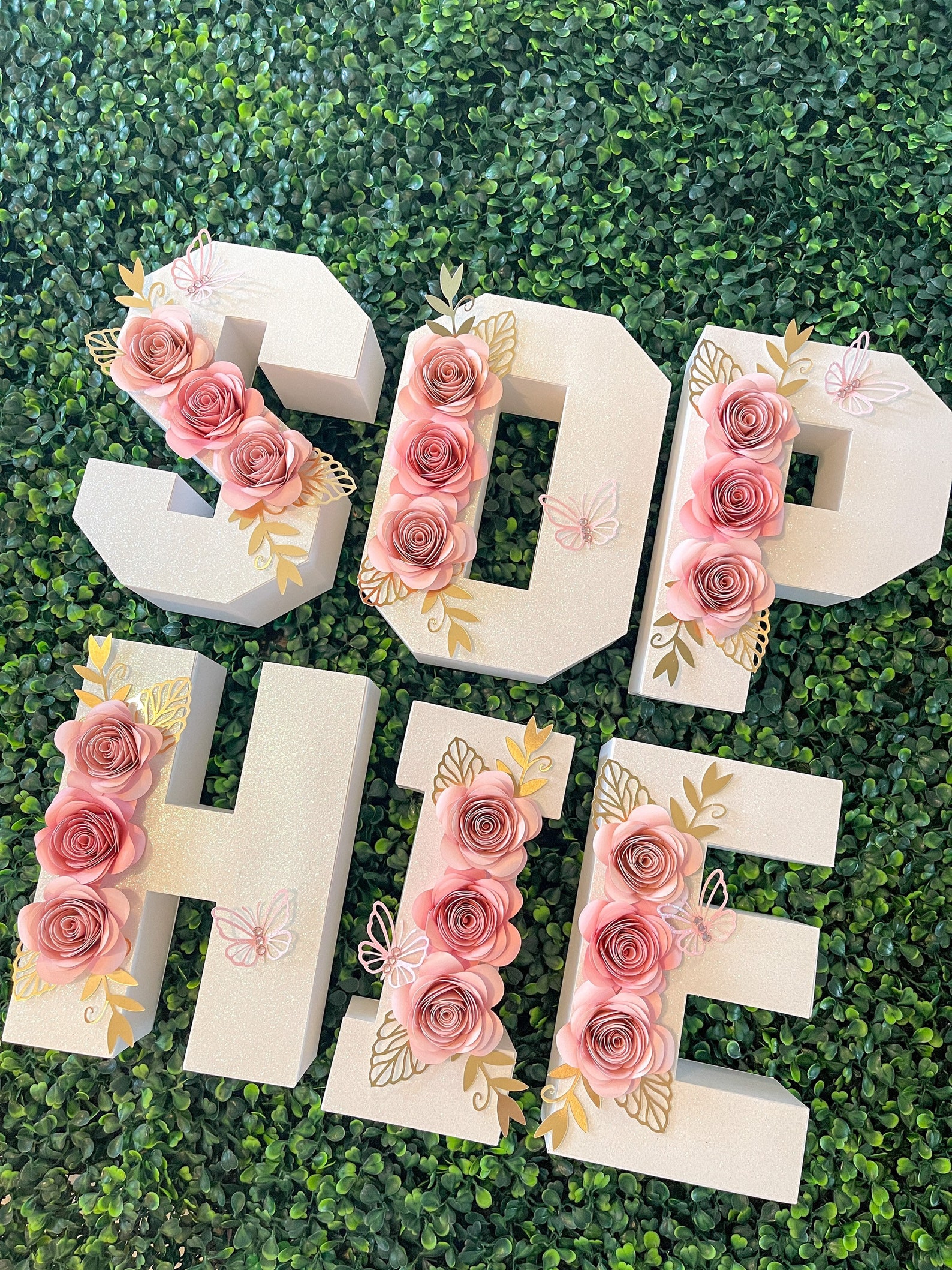 Decorative Floral Customized 3D Letter Cardstock Initial Desk - Etsy