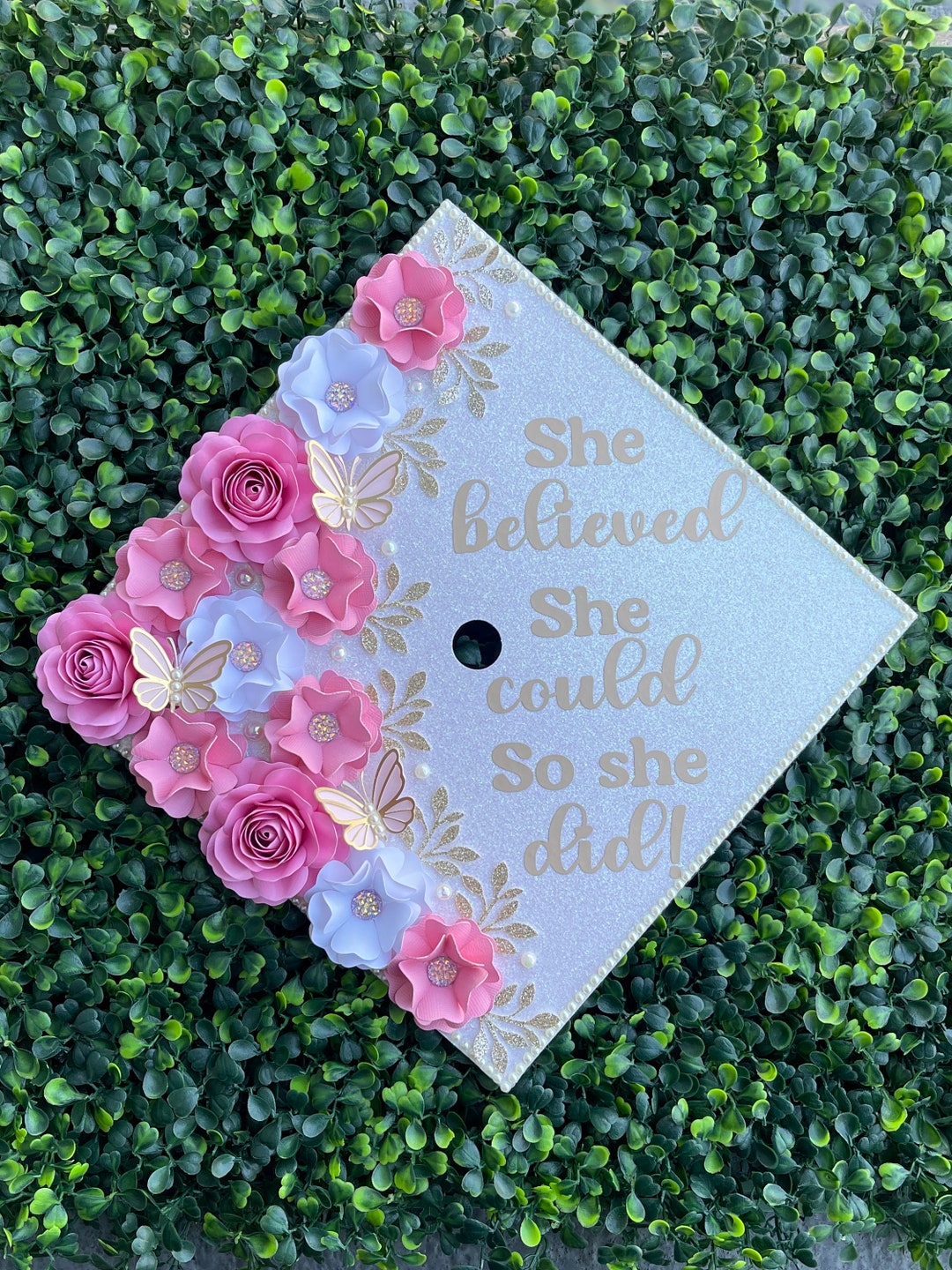 Graduation Cap Topper With Paper Flowers and Butterflies Grad Cap - Etsy