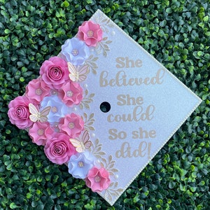 Graduation Cap Topper With Paper Flowers and Butterflies Grad Cap - Etsy