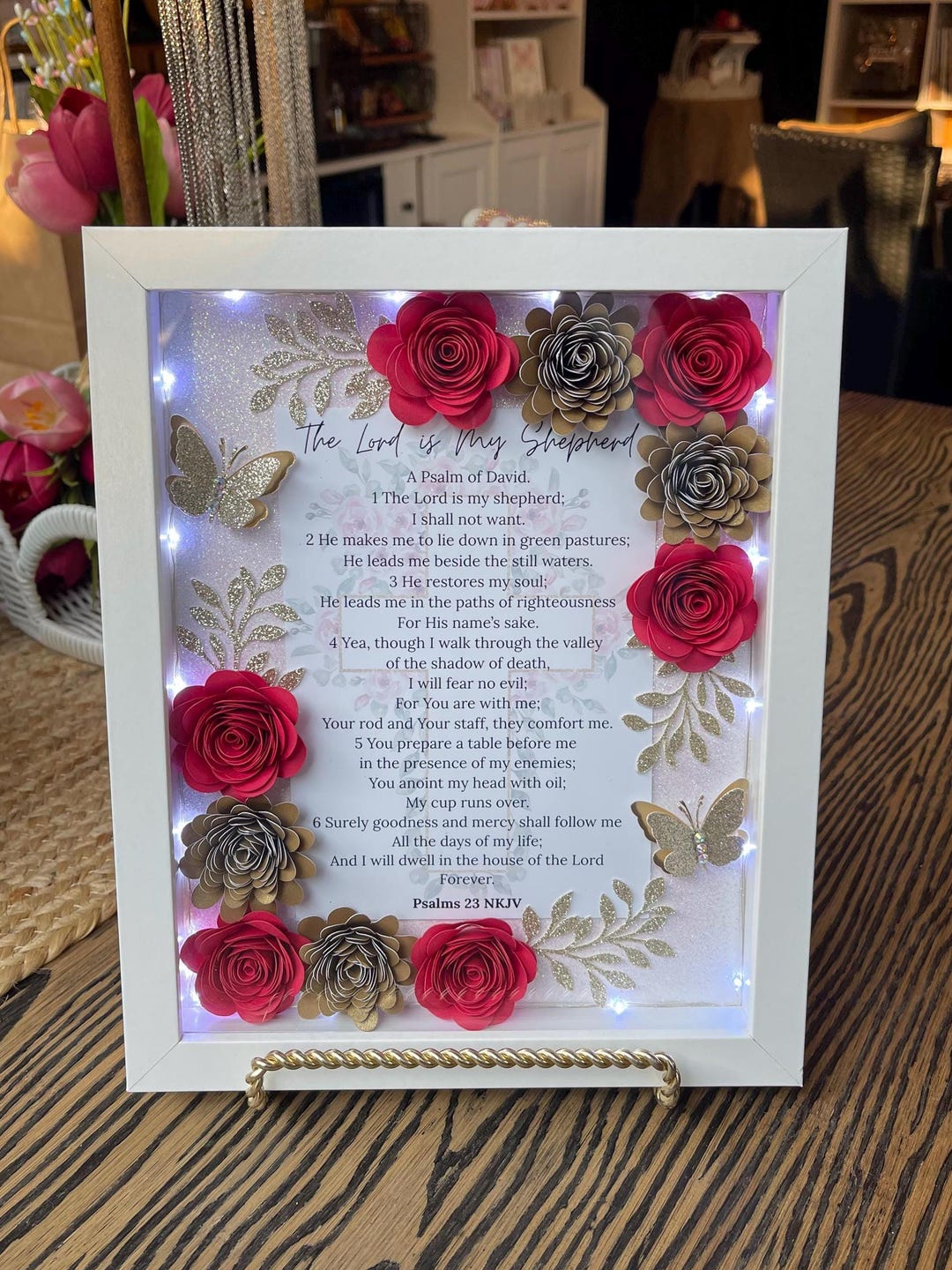 Psalms 23 Wall Frame Flower Box Shadowbox Handmade Paper Roses ...
