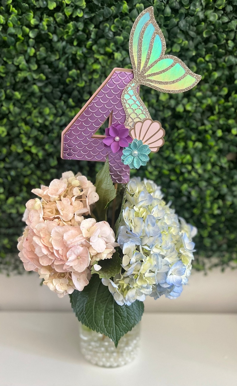 Mermaid Centerpiece Toppers, Cake Topper, Princess Ariel First Birthday ...