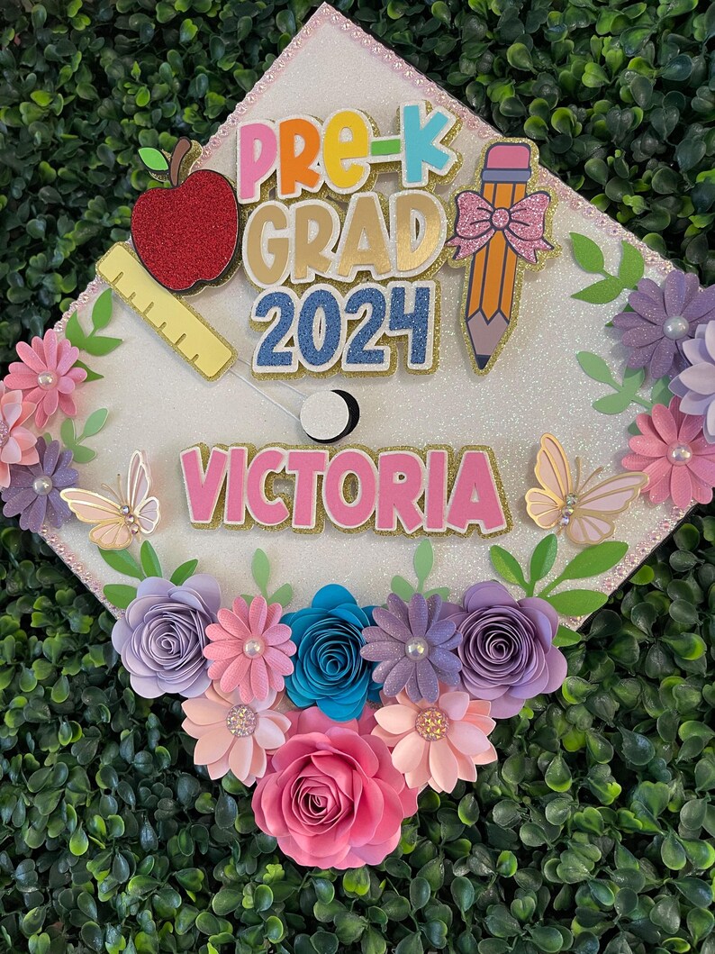 Pre-k Graduation Cap Topper – Personalized With Paper Flowers ...