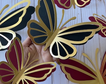 Bundle of 6 Butterflies / 3D Butterflies / Pink & Gold | Etsy