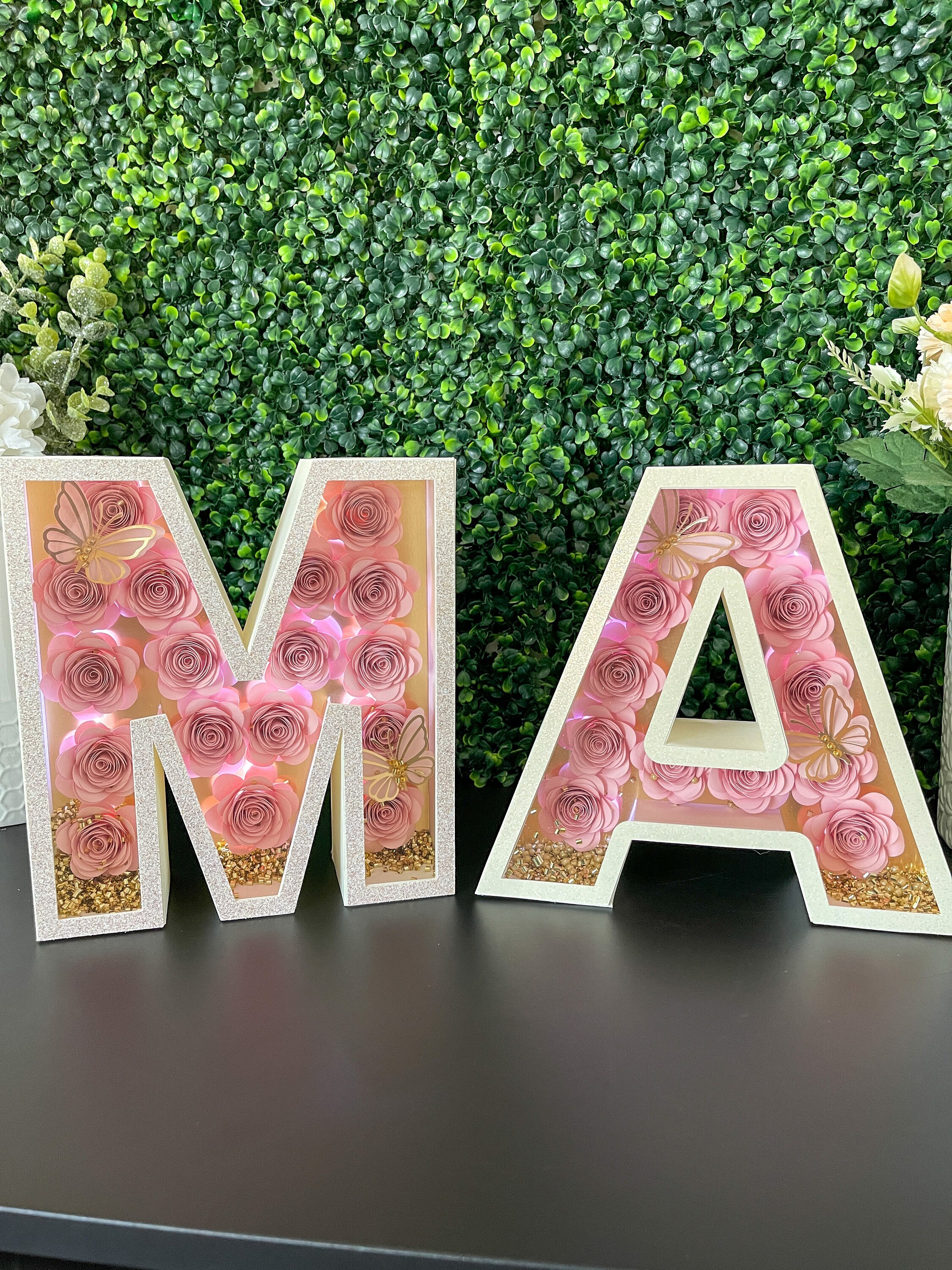 Roses Decorative Customized 3D Letter Cardstock Initial, Desk Decor ...
