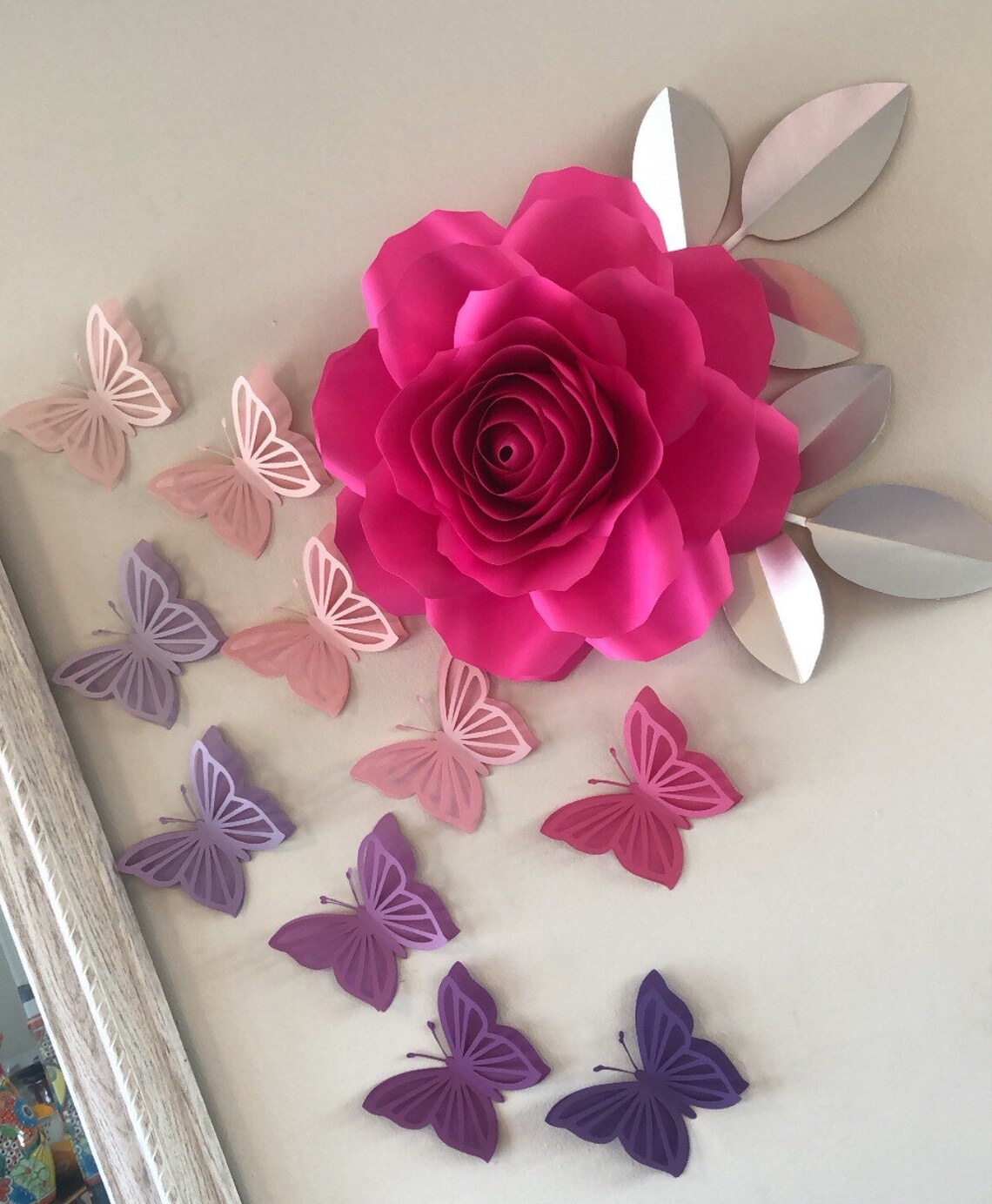 5 Butterflies Ombré Paper Butterflies Purple / Pink / Green | Etsy