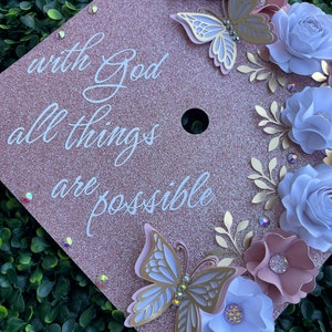 Graduation Cap Topper With Paper Flowers and Butterflies Grad Cap - Etsy
