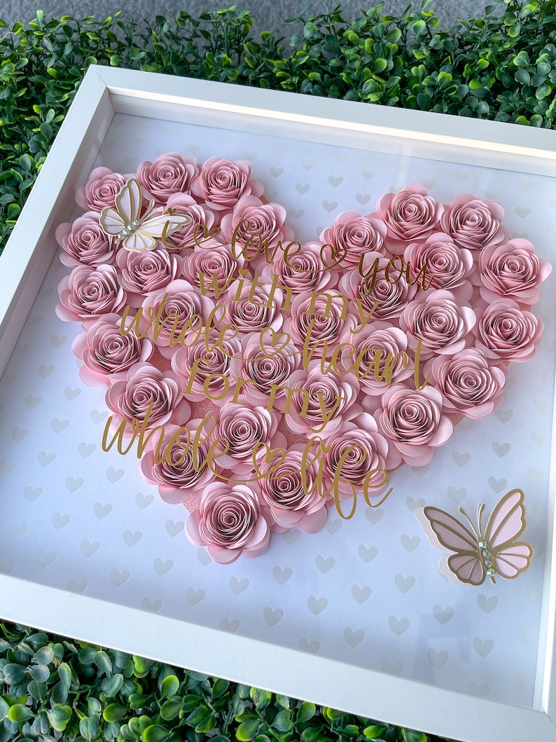 Valentines Heart Flower Box Shadow Box With Butterflies and - Etsy