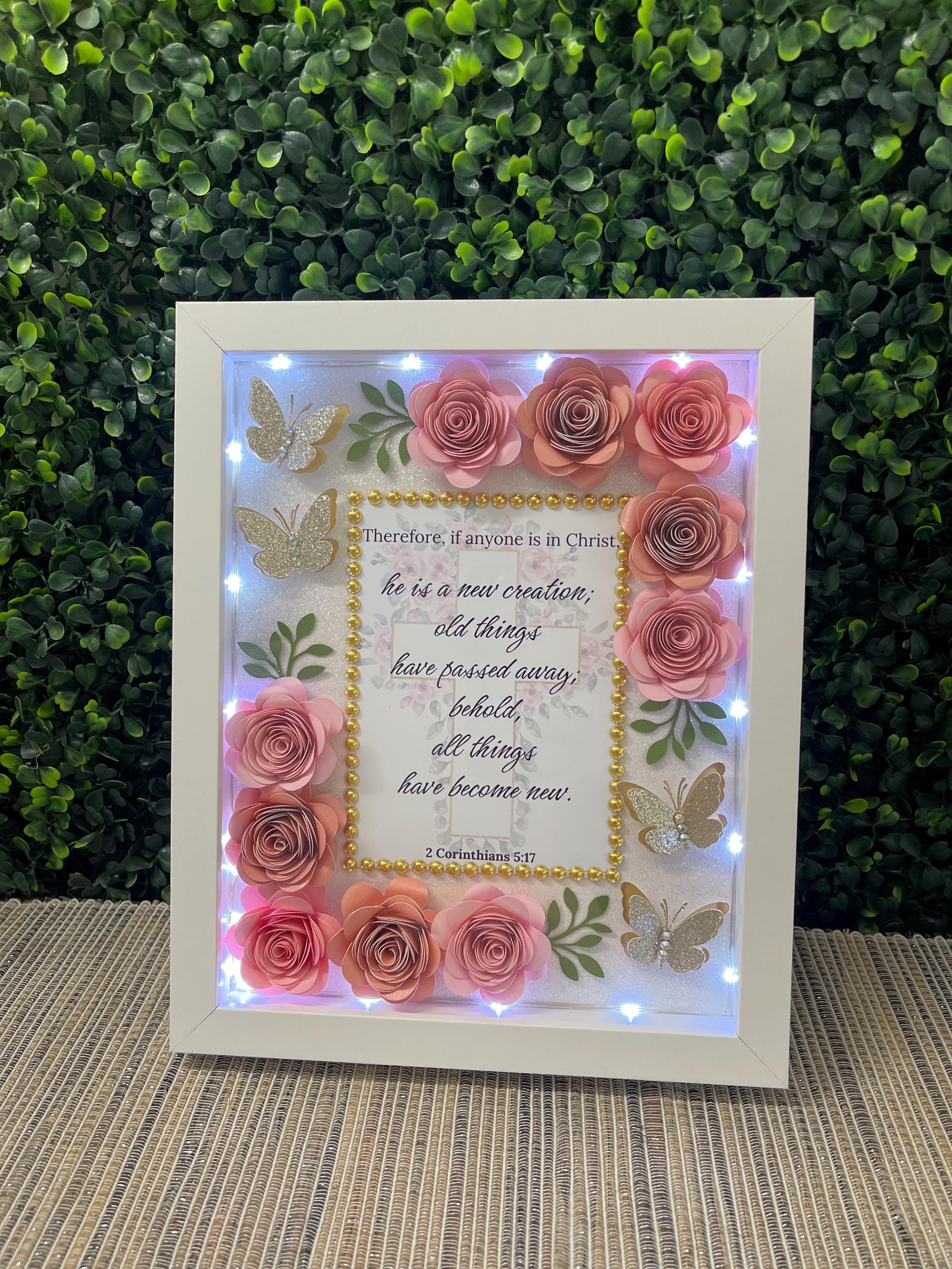 2 Corinthians 5:17 Handcrafted Floral Paper Flowers 9x11inch Shadowbox ...