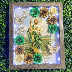 St. Jude 9x11inch Shadow Box , Juditas, San Judas Tadeo, Saint Jude ...