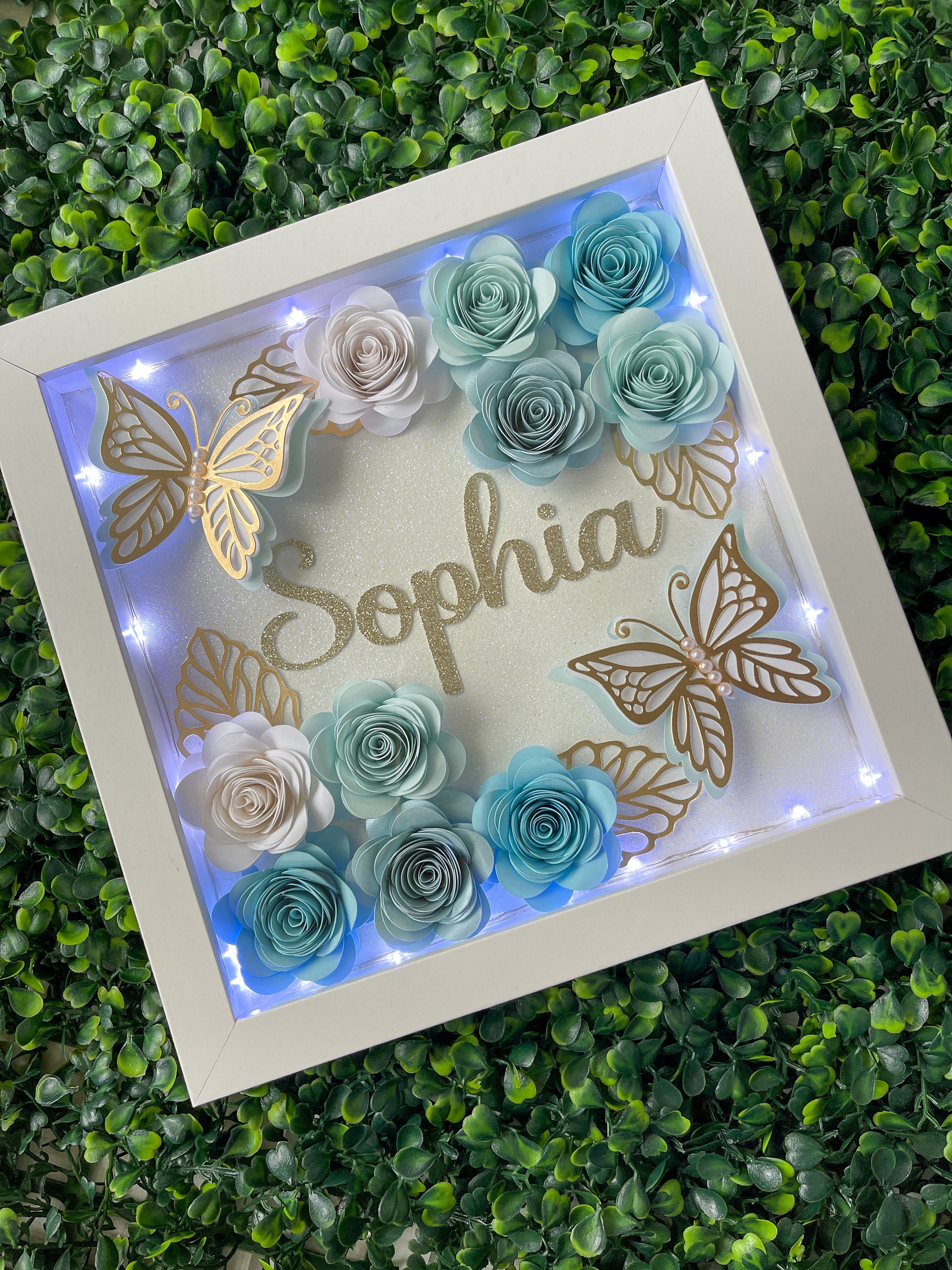 Personalized Flower Box Shadow Box With Butterflies and - Etsy
