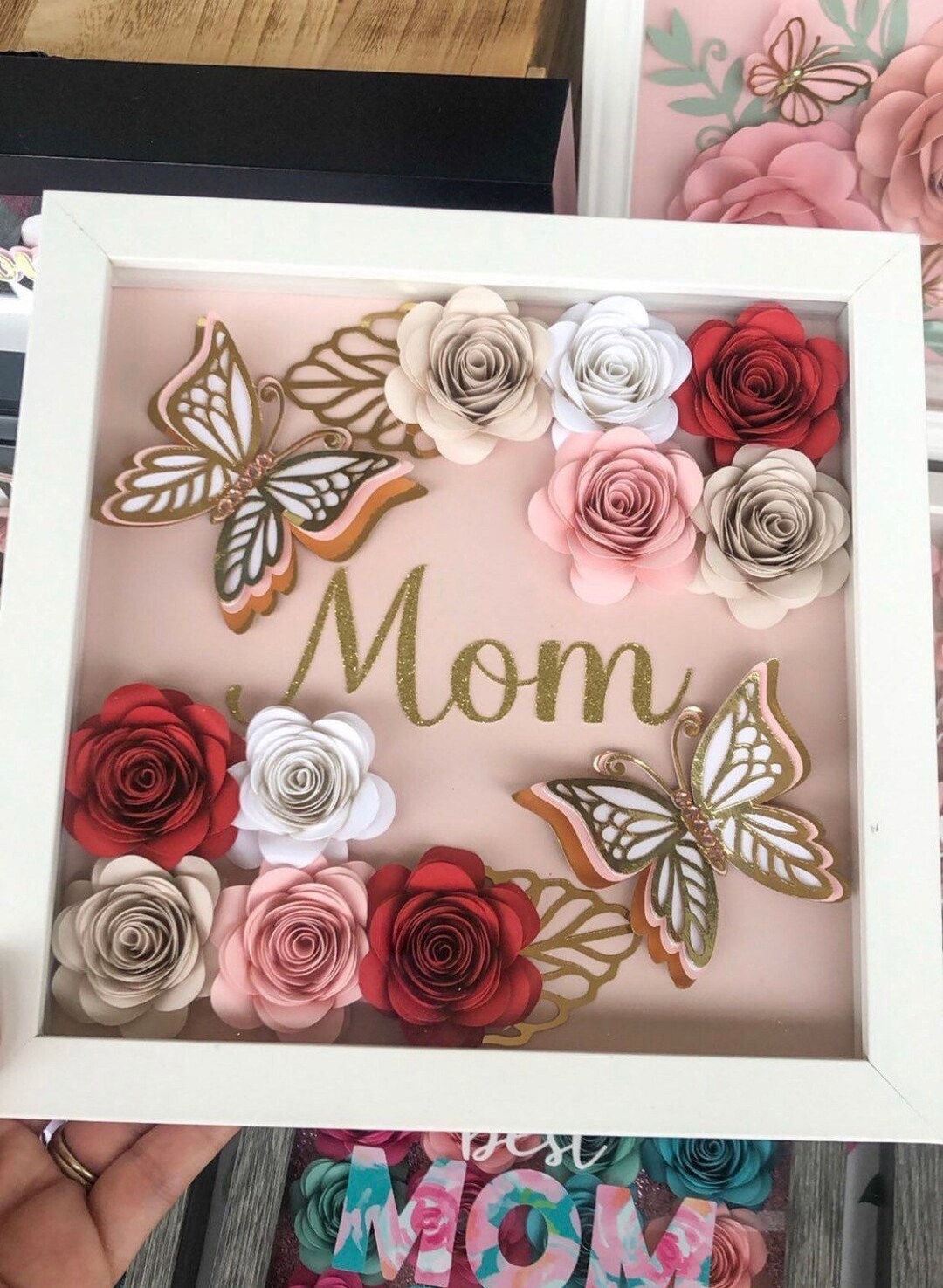 Mother's Day Personalized Flower Box Shadow Box Frame With Butterflies ...