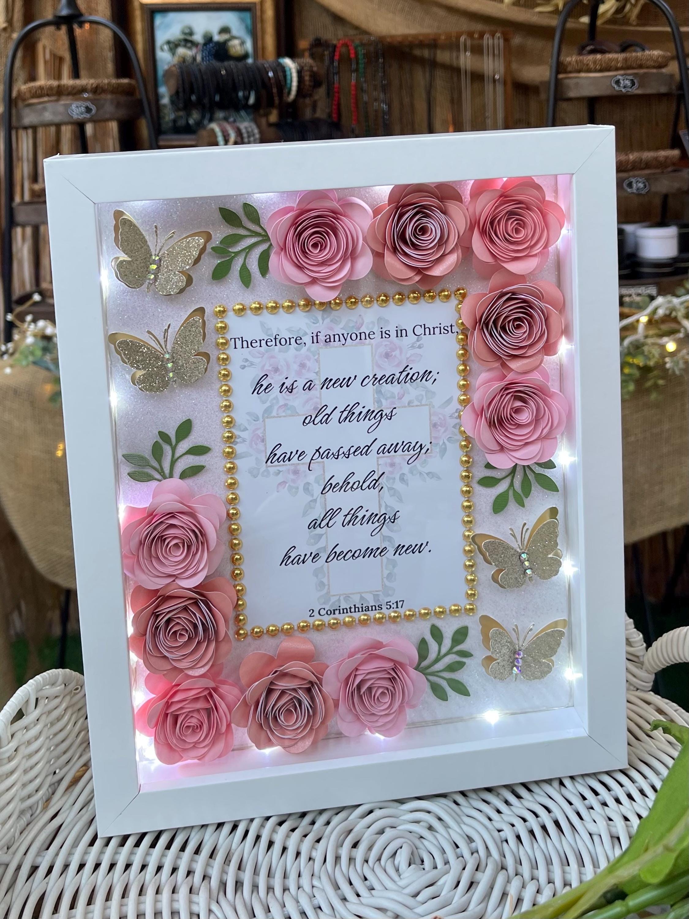 2 Corinthians 5:17 Handcrafted Floral Paper Flowers 9x11inch Shadowbox ...