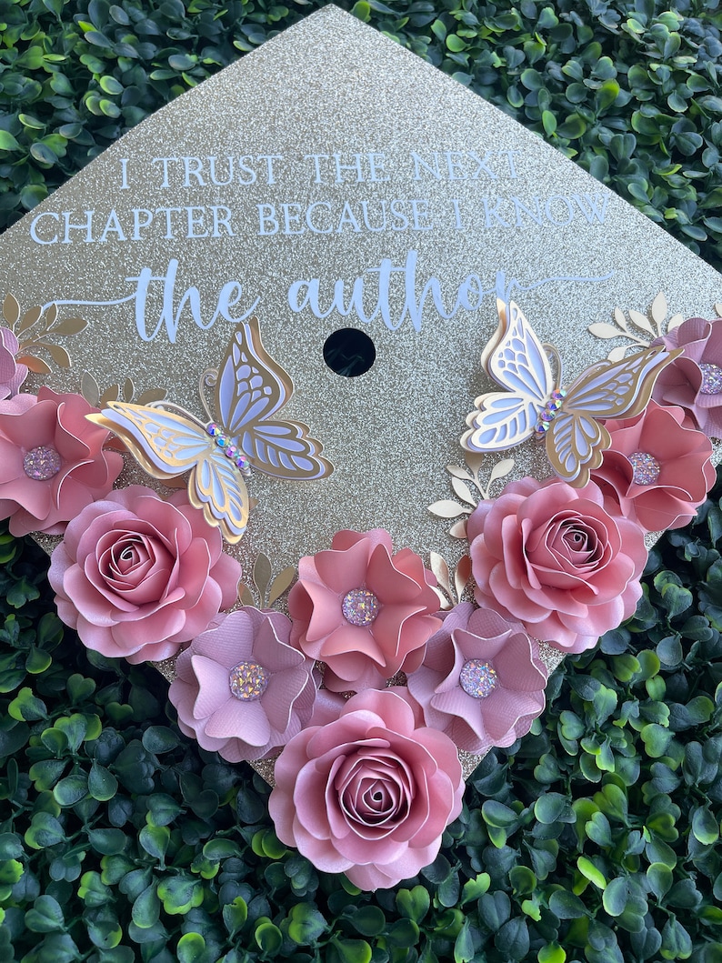 Graduation Cap Topper With Paper Flowers and Butterflies Grad Cap - Etsy