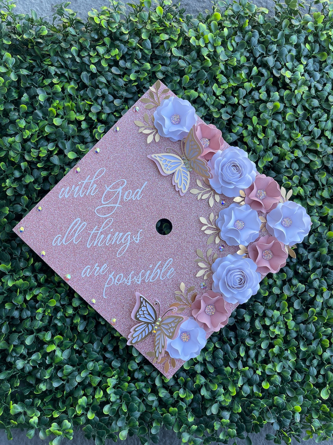 Graduation Cap Topper With Paper Flowers and Butterflies Grad Cap - Etsy