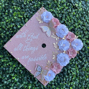 Graduation Cap Topper With Paper Flowers and Butterflies Grad Cap - Etsy