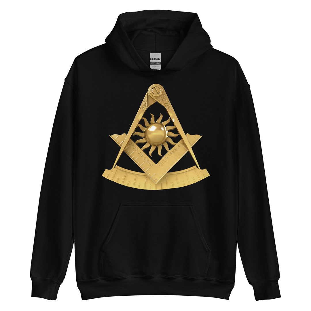 Masonic Past Master Hoodie, Freemason Gold Square & Compass Hoodie, SM ...