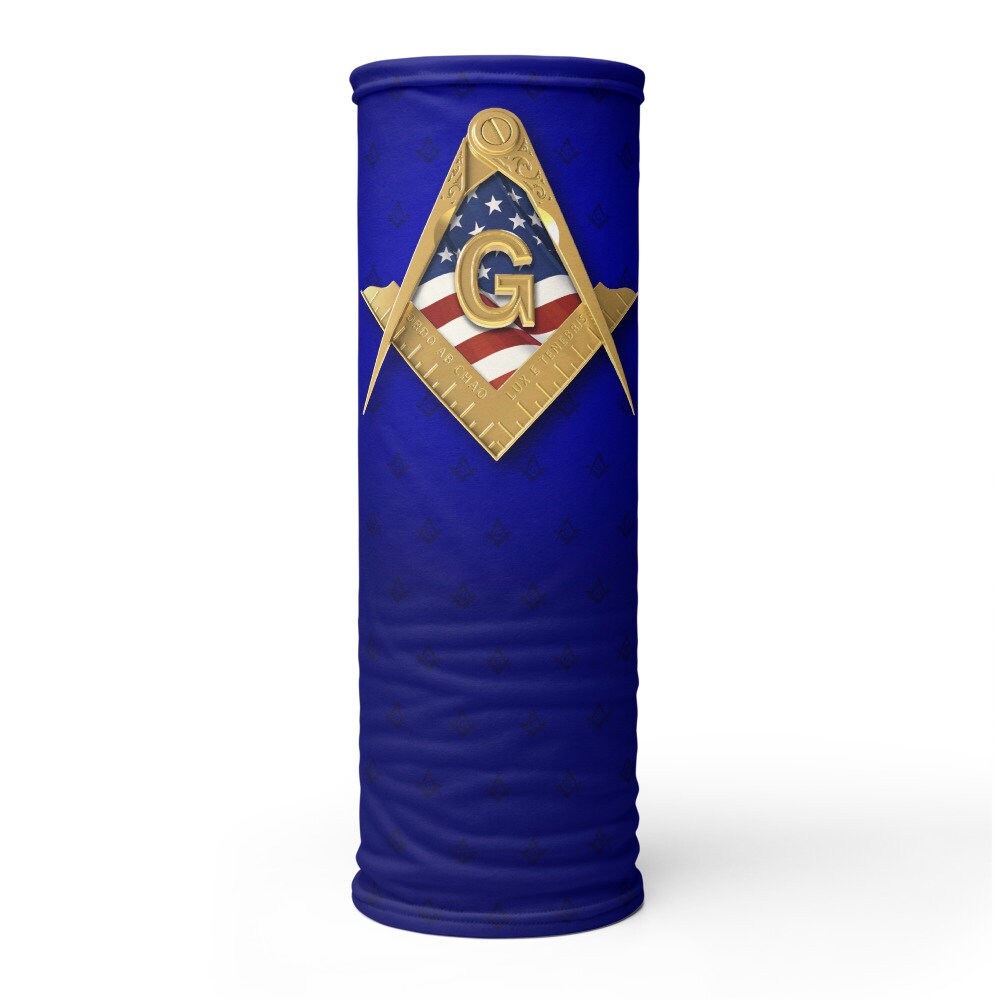 Masonic Freemason Face Mask, Face Cover, Neck Gaiter, USA American Flag ...