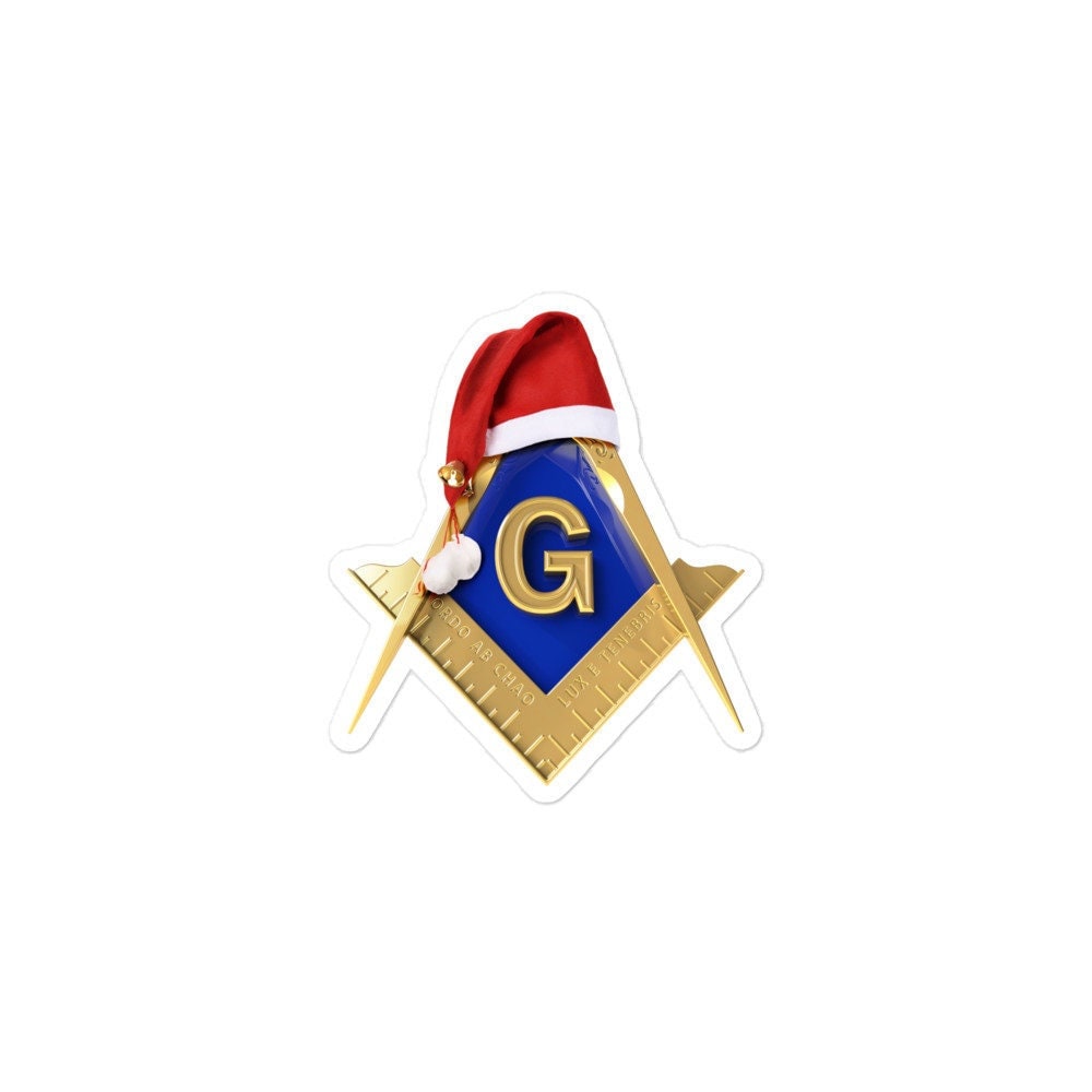 Masonic Christmas Square & Compass Sticker, Freemason Xmas Sticker ...