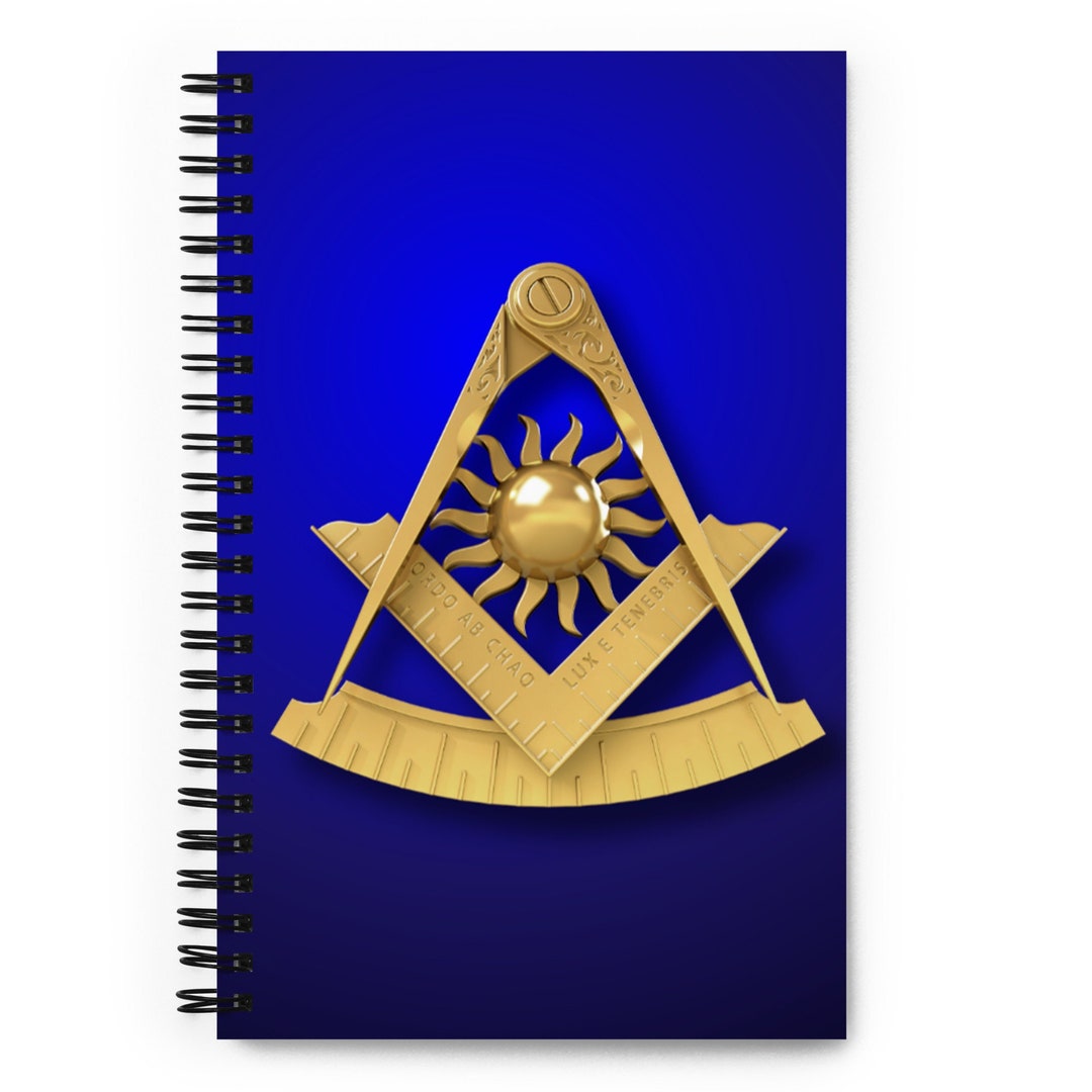 Past Master Spiral Notebook Masonic Freemason Gold Square and Compass ...