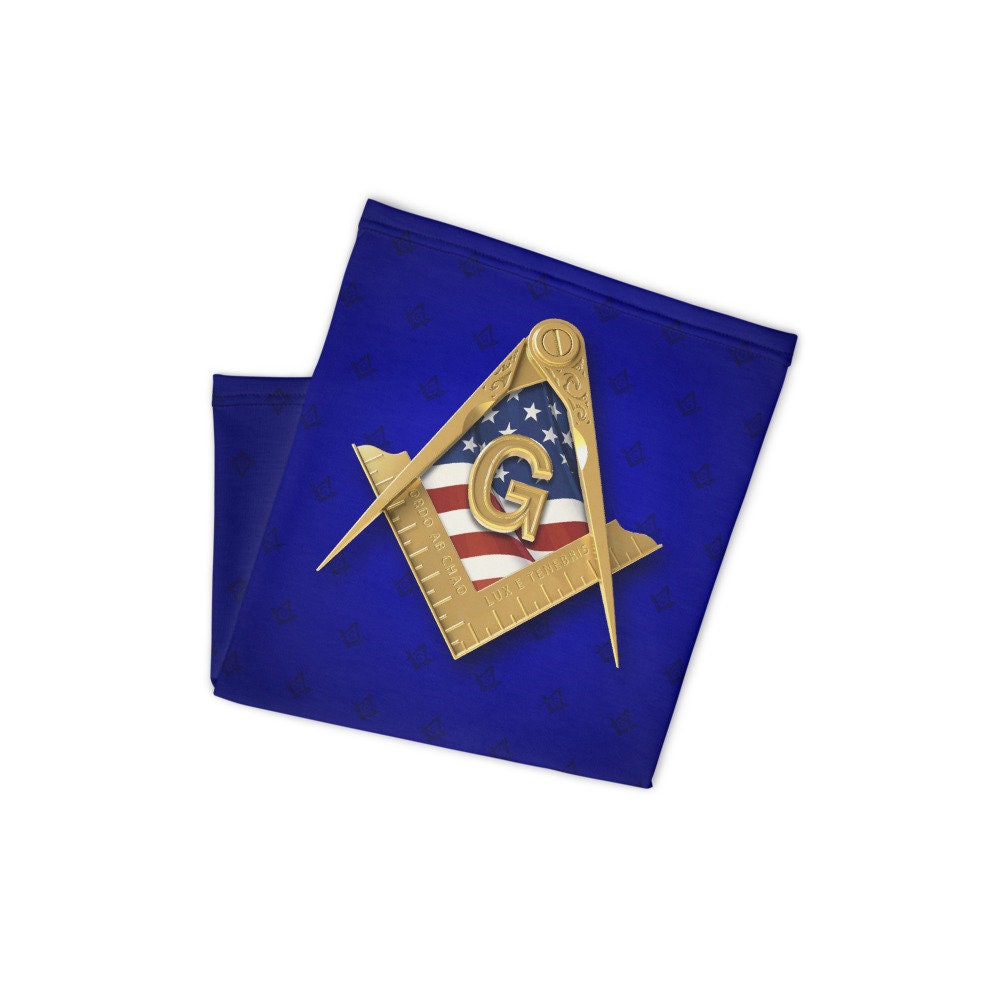 Masonic Freemason Face Mask, Face Cover, Neck Gaiter, USA American Flag ...
