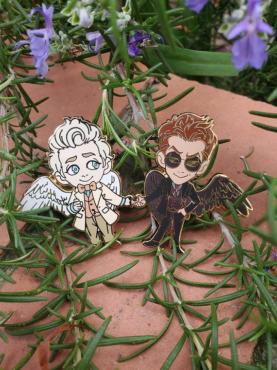 Good Omens Aziraphale and Crowley Hand Holding Enamel Pins - Etsy