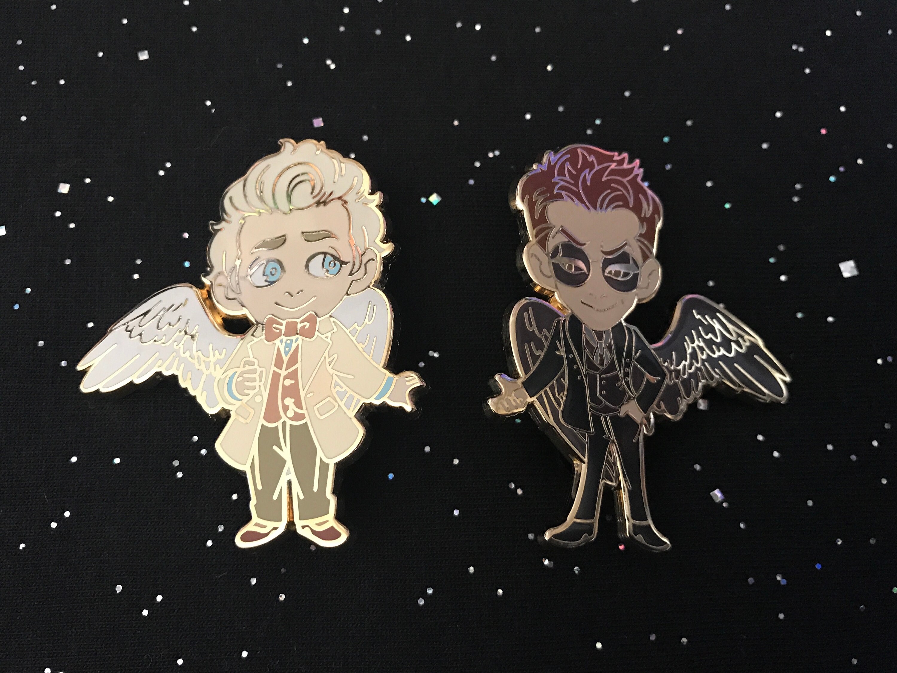 Good Omens Aziraphale and Crowley Hand Holding Enamel Pins - Etsy UK