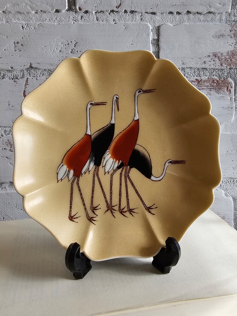 Vintage Wing on a Crane Plate - Made in Hong Kong / MCM - Etsy