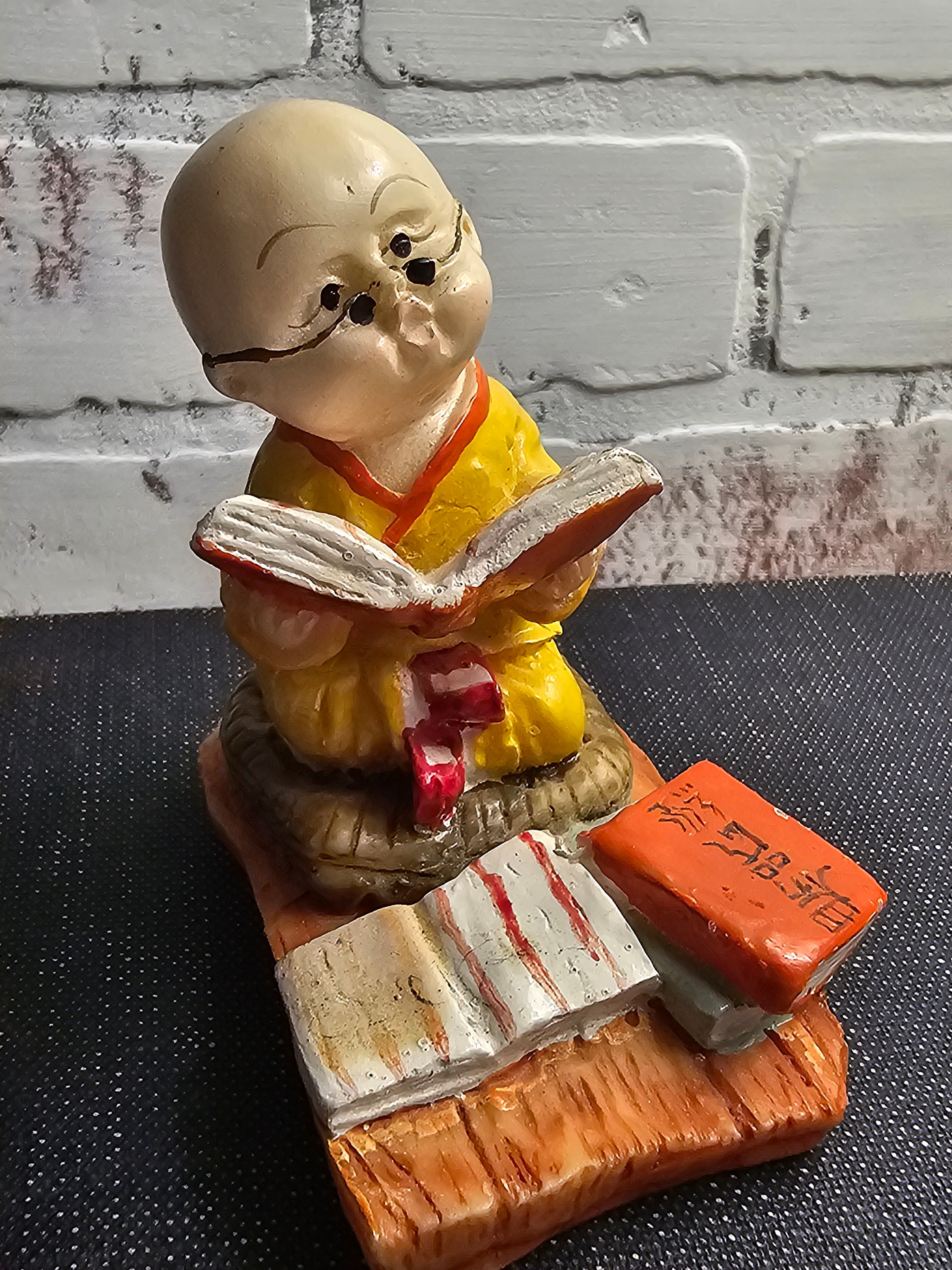 Shaolin Monk Boy With Chinese Script Resin Figure Collectable - Etsy