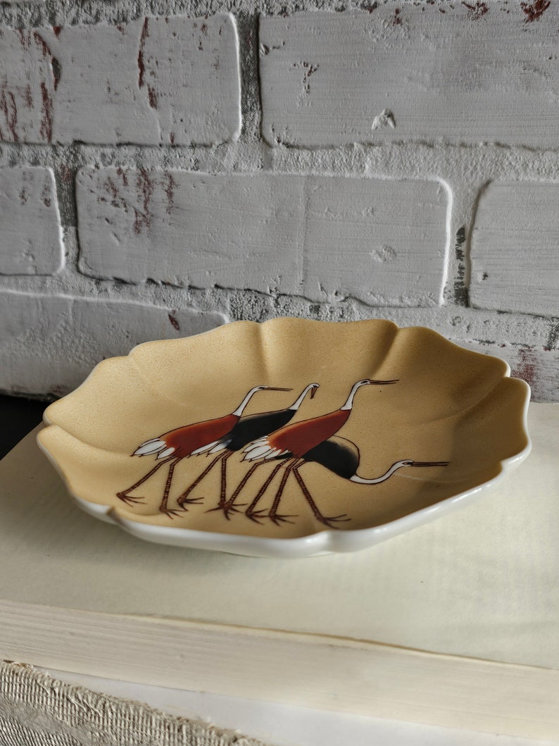 Vintage Wing on a Crane Plate - Made in Hong Kong / MCM - Etsy