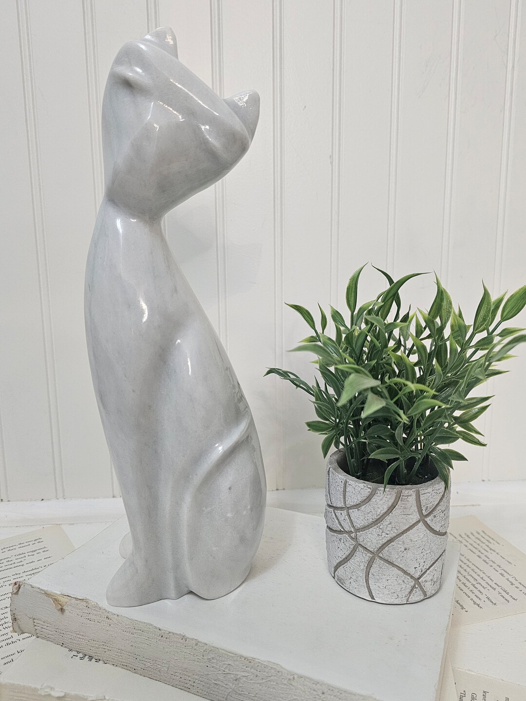 MCM Marble Cut Stone Cat Sculpture / Figurine - Etsy