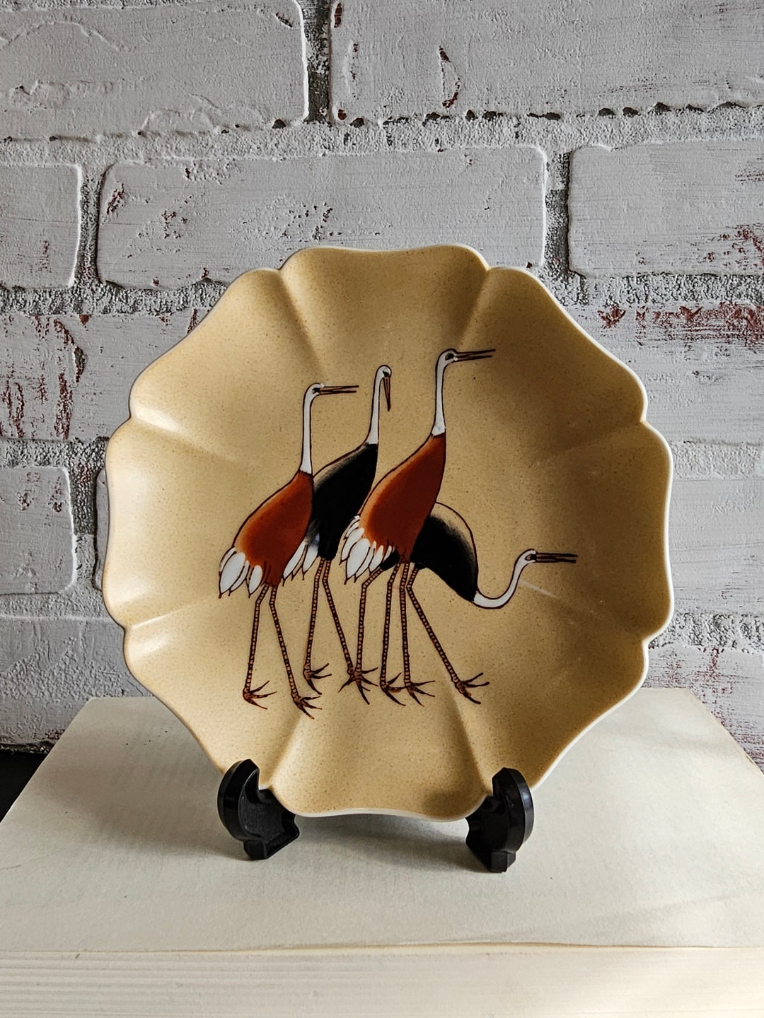 Vintage Wing on a Crane Plate - Made in Hong Kong / MCM - Etsy