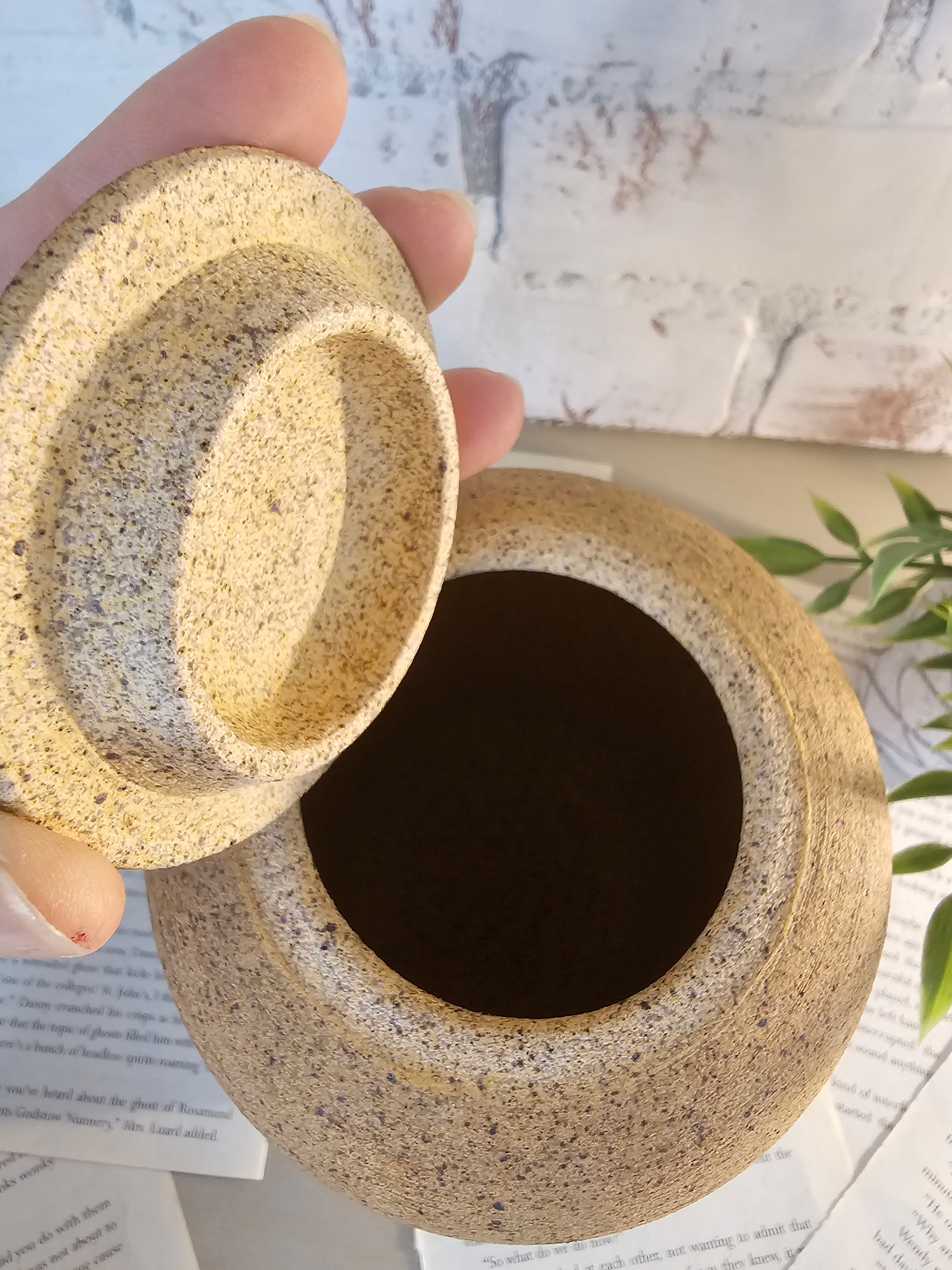 Textured Urn With Lid / Different Symbols on Either Side - Etsy