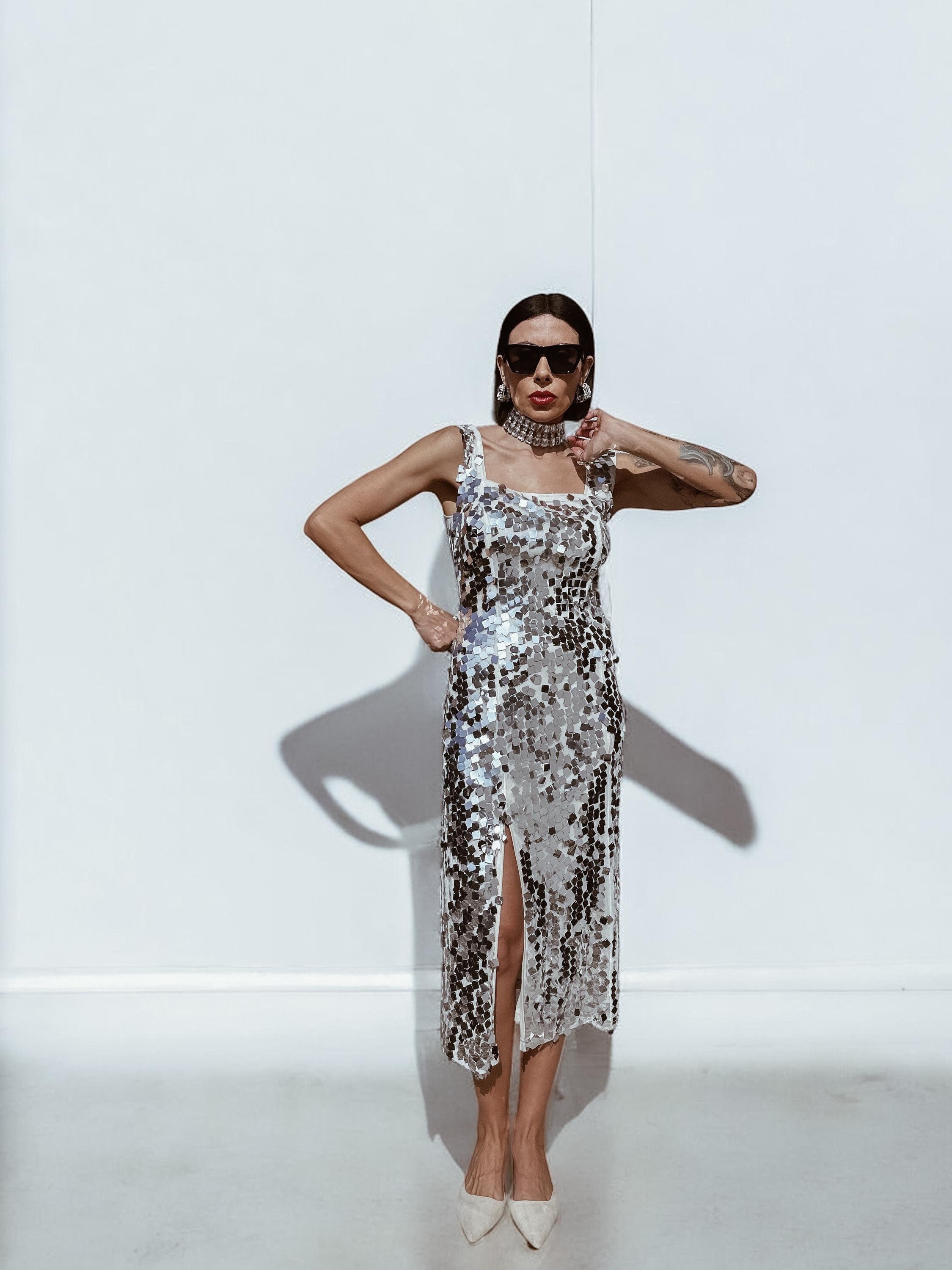Silver Mirror Dress - Etsy Silver Mirror Dress - Etsy