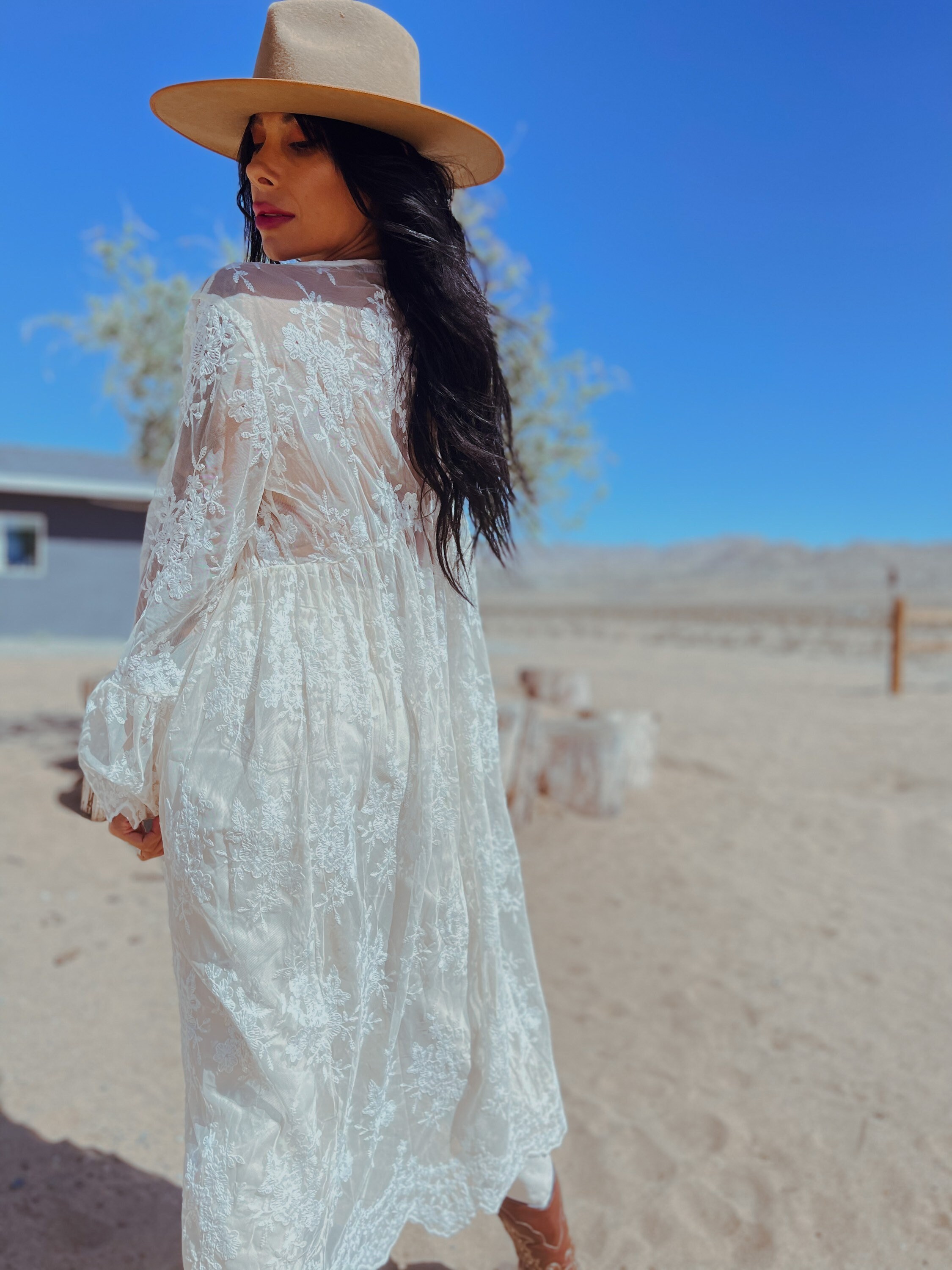 Bohemian Embroidery Photoshoot Pregnancy Flare Sleeve Kimono | Etsy