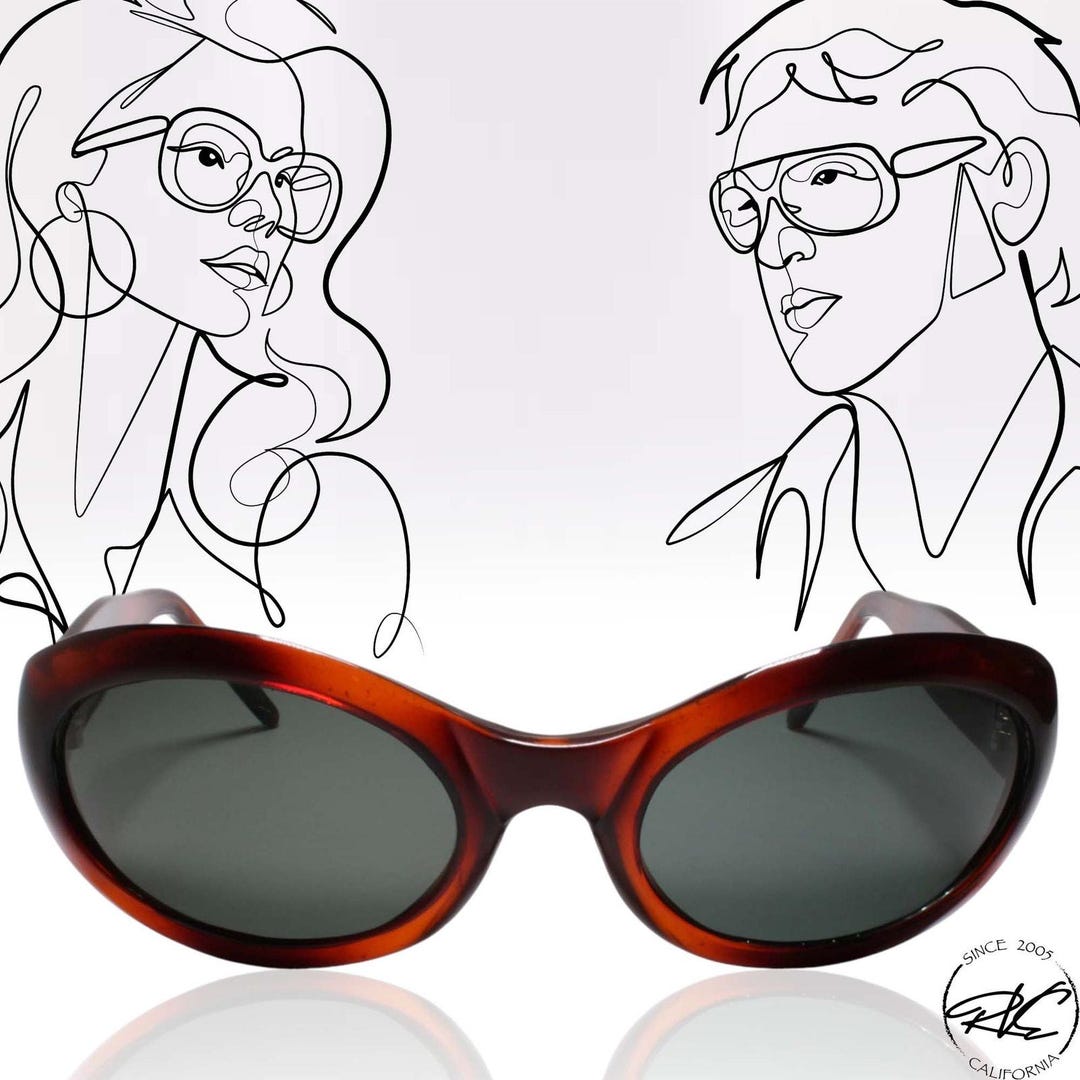 Genuine Vintage Timeless Retro Vibe Bold Thick Frame Brown Oval ...