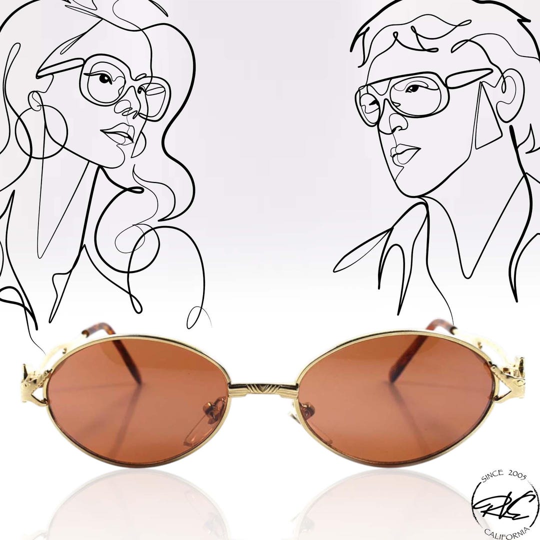 Funky Crocodile Temple Mens Womens Gold Frame Oval Genuine Vintage ...