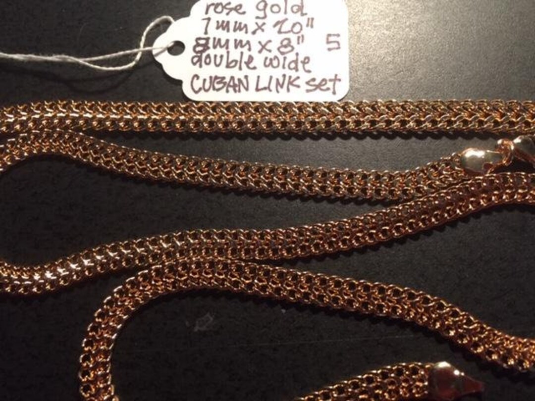 Ladies 7mm Cuban, Rose Gold Set - Etsy