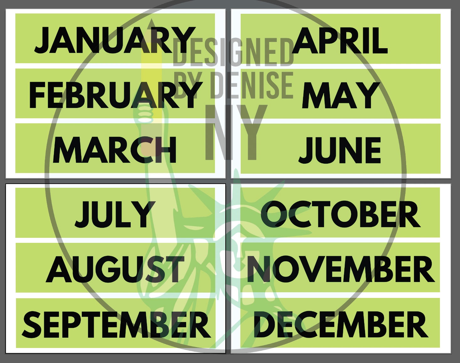 Flip Calendar - Digital or Printable - Colored Backgrounds With Black ...