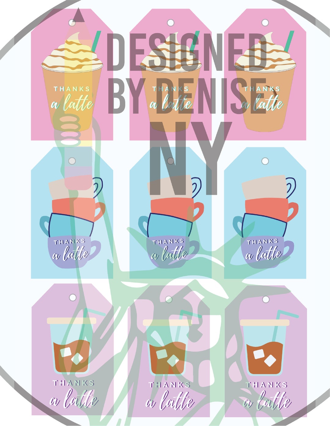 Thanks a Latte Gift Tags - Digital - Etsy